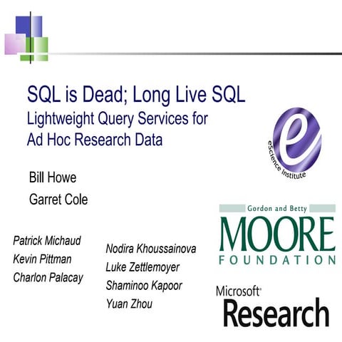 Sql Is Dead Long Live Sql Lightweight Query Services For Long Tail Science Ppt 4951