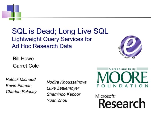 Sql Is Dead Long Live Sql Lightweight Query Services For Long Tail Science Ppt 4951