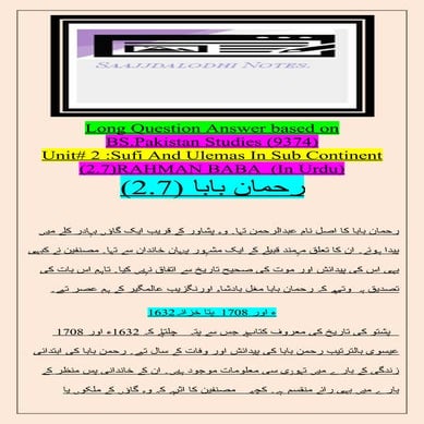 Long Question Answer based onBS.Pakistan Studies (9374) UNIT 2 (2.7).docx