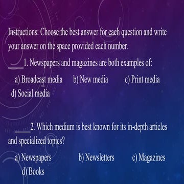 Media Information Literacy Summative Test | PPTX