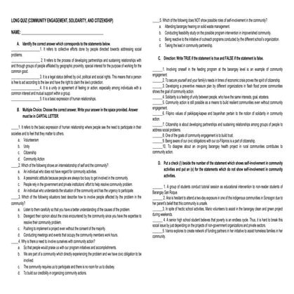 A long quiz that test the comprehensions | PPT