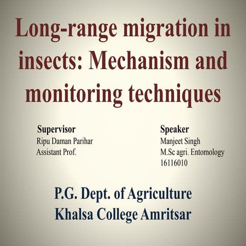 Long-range migration in insects : Mechanisms and monitoring techniques ...