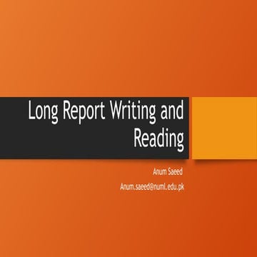 Long Report Writing and Reading for business students | PPTX