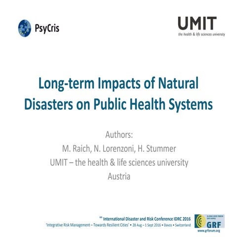 Longterm Impacts of Natural Disasters on Public Health Systems ...