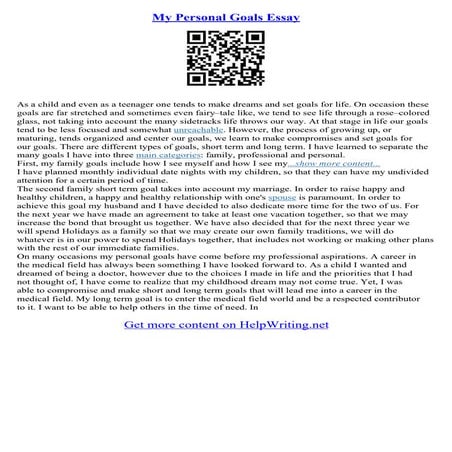 Long Term Goals Essay | PDF | Undergraduate Education | College Education