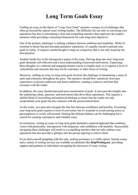 Personal Goal Essay. Saint Augustine's College | PDF