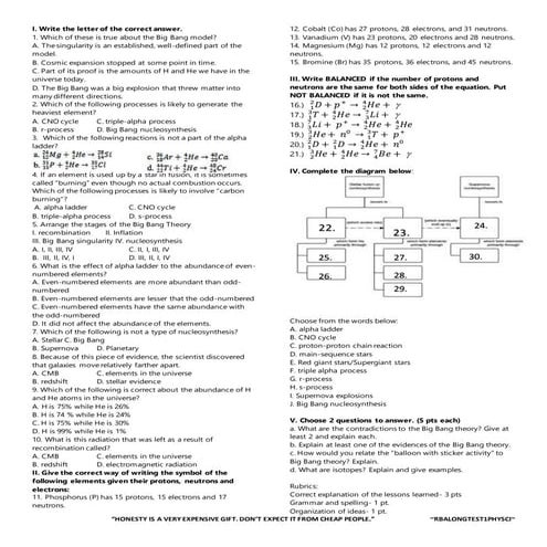 Long test in physical science | DOCX
