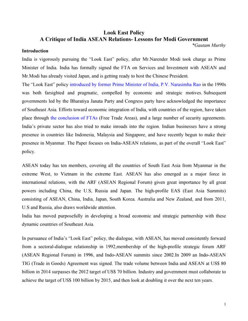 India's Act East Policy :SSB LEC/Gp Dis 2 | DOCX