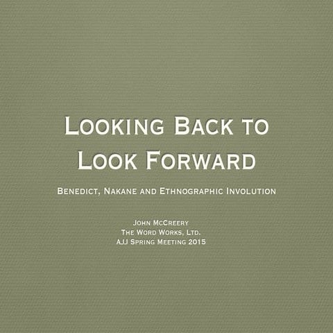 Looking Back to Look Forward | PPT