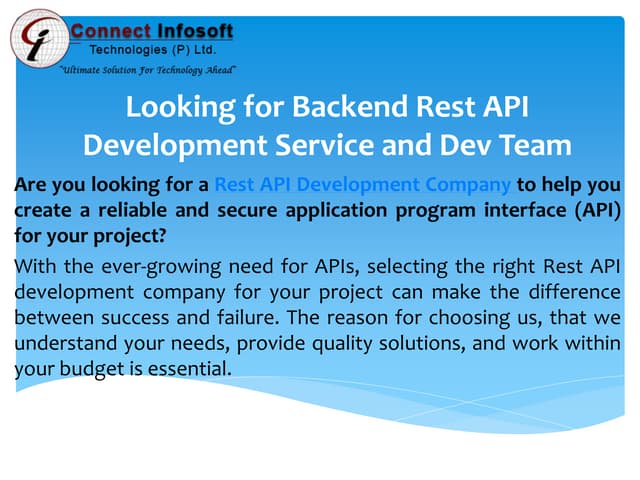 Looking For Backend Rest Api Development Service And Dev Team Ppt 0510