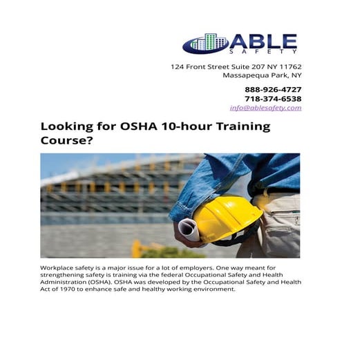 Looking for osha 10 hour training course | PDF