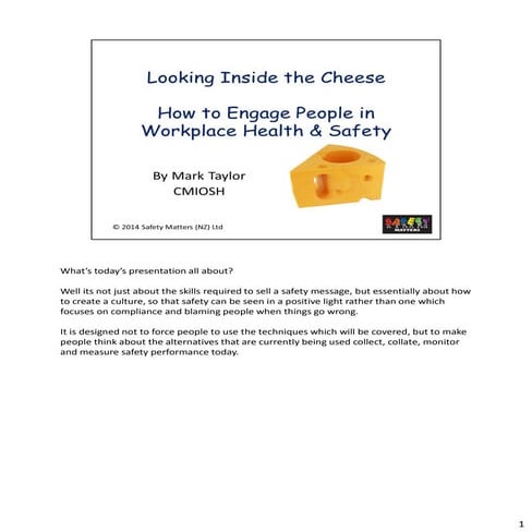 Looking inside the Cheese - Engaging people in workplace health and ...