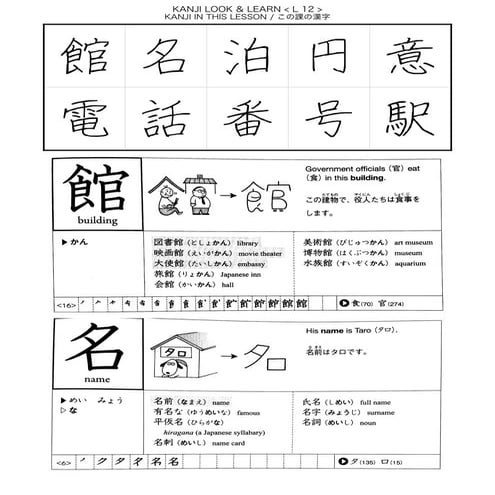 JBP-2 / Lesson 12 / Kanji Look & Learn | PDF