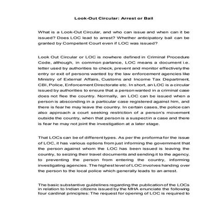 Look out circular bail or arrest | DOCX