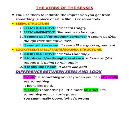 ;verbs of the senses for blog | DOCX