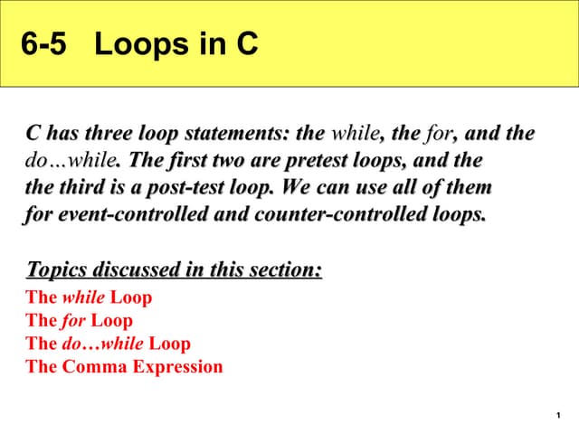 how to use loops in c(for,while and do while).ppt how to use loops in c(for,while and do while).ppt