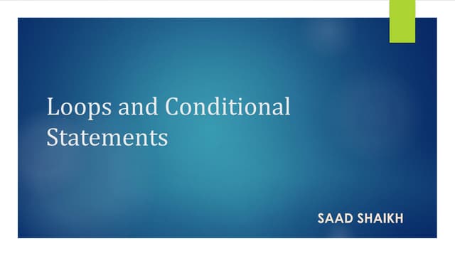 Loops and conditional statements | PDF Loops and conditional statements | PDF
