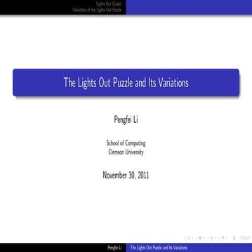The Lights Out Puzzle and Its Variations | PDF