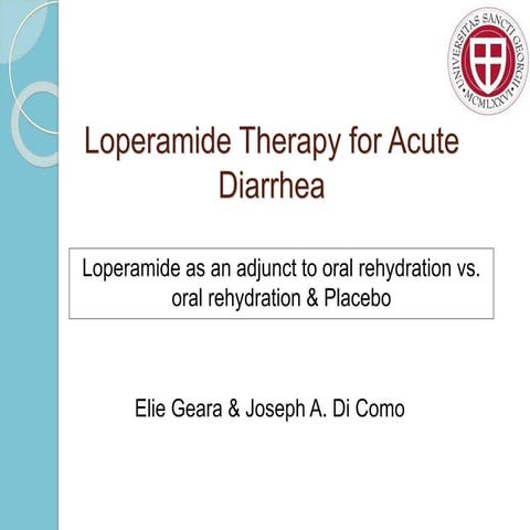 Loperamide Therapy for Acute Diarrhea and Dehydration | PPTX