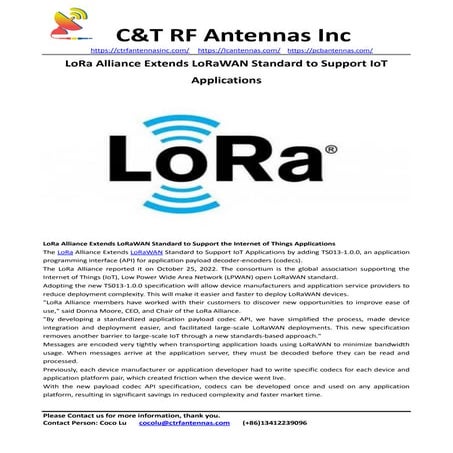 LoRa Alliance Extends LoRaWAN Standard to Support IoT Applications.pdf