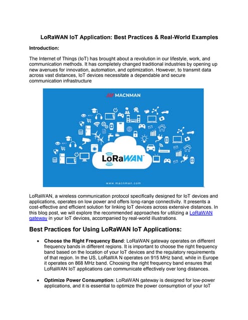 Lorawan Gateway Iot Application Best Practices And Real World Examples Pdf 6427