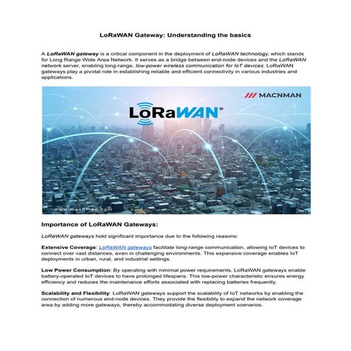 LoRaWAN Gateway- Understanding the Basics | PDF