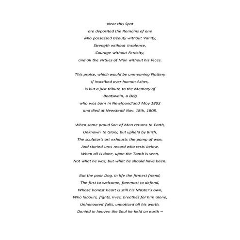 Lord byron poem about his dog | DOCX