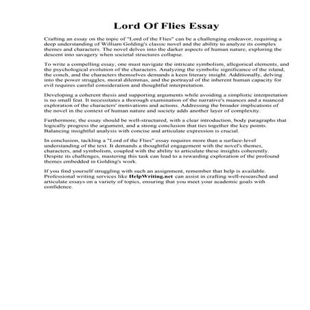 Lord Of Flies Essay | PDF