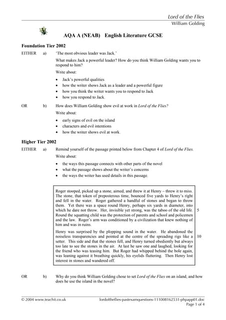 Lord of the flies revision | DOCX