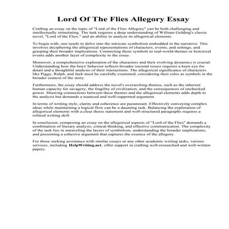 Lord Of The Flies Allegory Essay. Calaméo - THE LORD OF THE FLIES ...