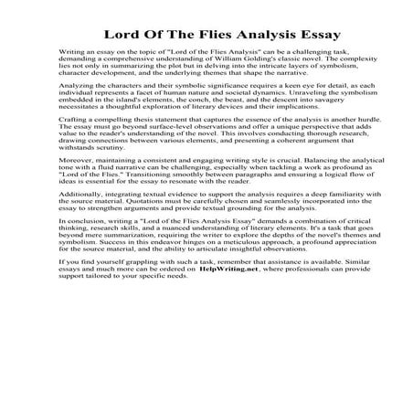 Lord Of The Flies Analysis Essay | PDF