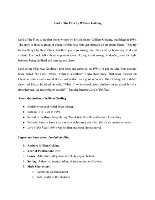Lord of the flies revision | DOCX