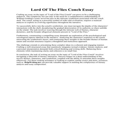 Lord Of The Flies Conch Essay | PDF