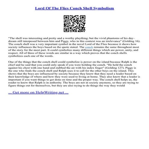 Lord Of The Flies Conch Shell Symbolism | PDF