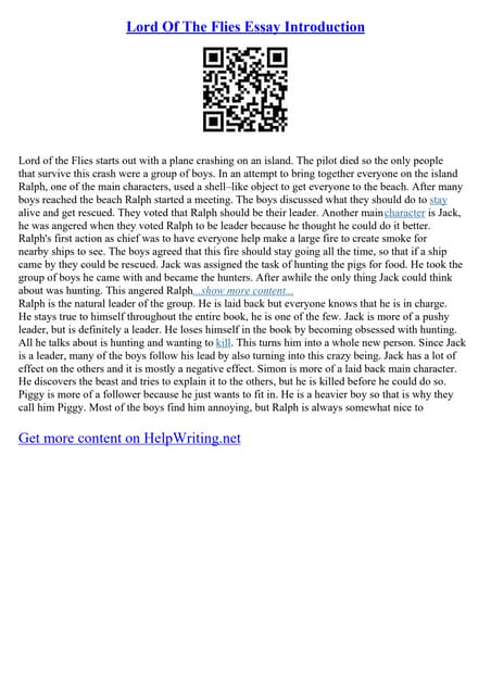 Summary of chapter 5 beast from water of Lord of the flies | DOCX ...