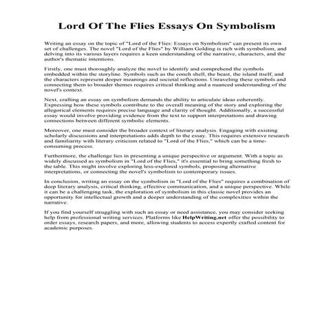 Lord Of The Flies Essays On Symbolism.pdf