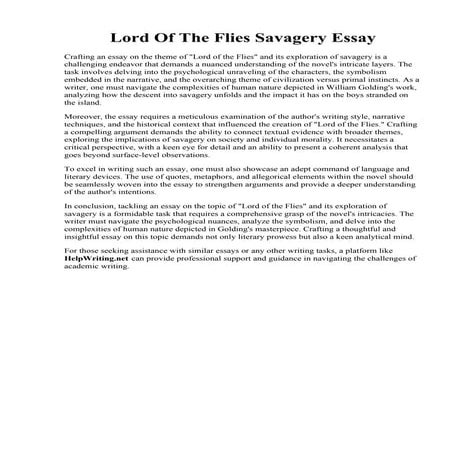 Lord Of The Flies: The Inherent Savagery Of Society – GOFE