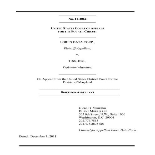 Loren Data v. GXS Inc. (4th Cir. 2012) | PDF