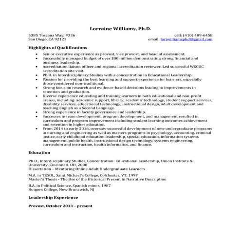 Lorraine williams cv_5.2016