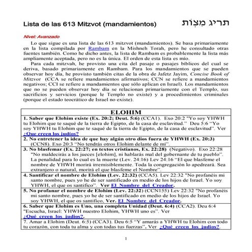 Los 613-mitzvot-mandamientos | PDF