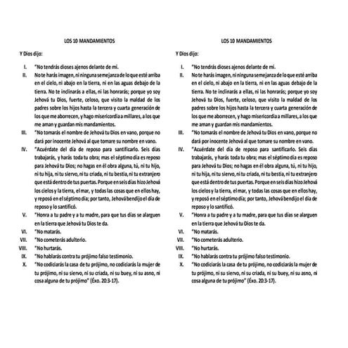 Los diez mandamientos II | DOCX