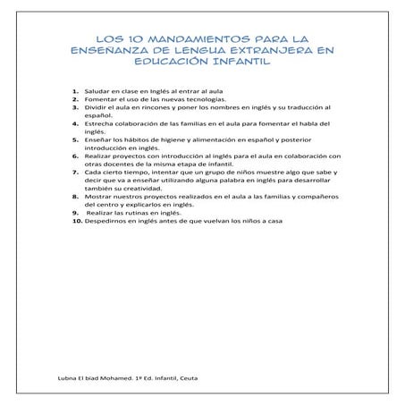 Los 10 mandamientos para la enseñanza de lengua extranjera en educación ...