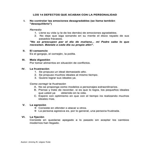 Los 14 defectos que acaban con la personalidad | PDF
