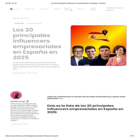 Los 20 principales influencers empresariales en España - Darilyn Aquino ...