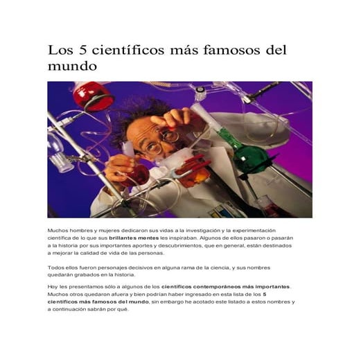 Los 5 científicos más famosos del mundo | DOCX