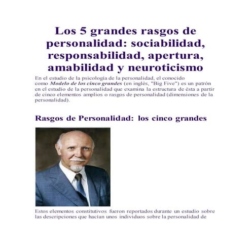 Los 5 grandes rasgos de personalidad | DOCX
