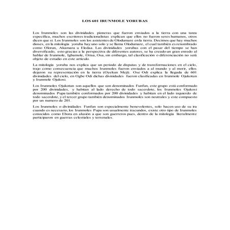 Los 601 irunmole yorubas | DOCX