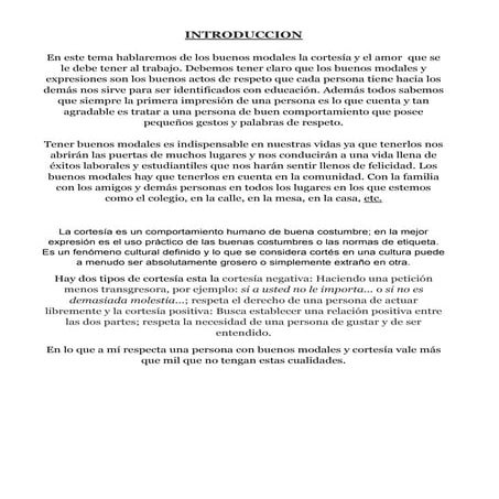 Los buenos modales y la cortesía | DOCX