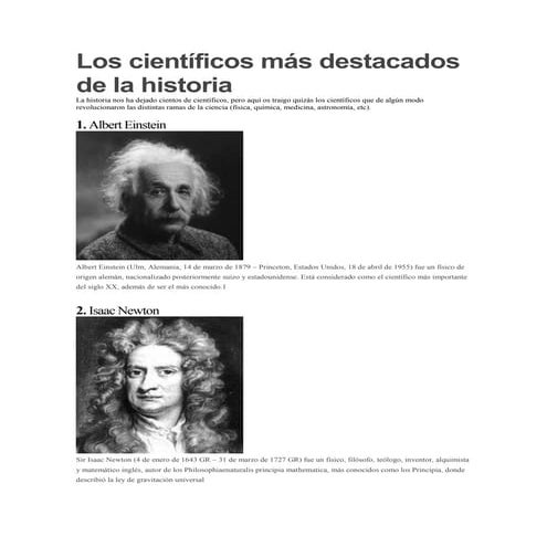 Los científicos más destacados de la historia | DOCX