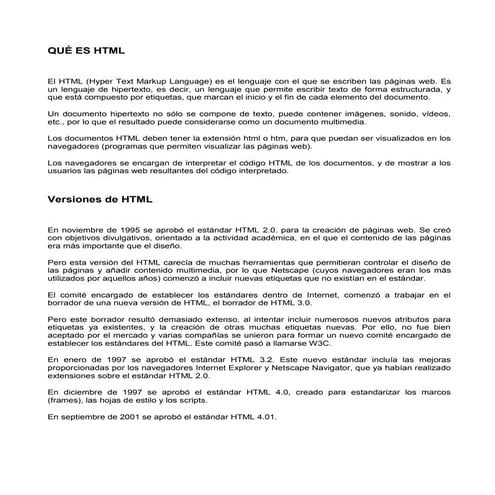 Historia del HTML | DOCX